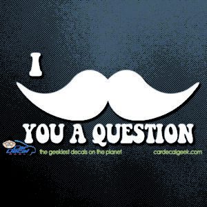 I Mustache You a Question Car Decal | Window Stickers