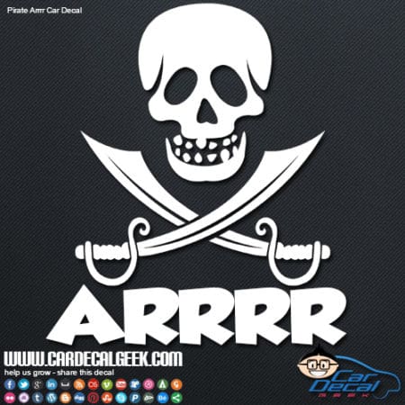 Pirate Arrrr Skull & Swords Car Window Decal Graphic Sticker