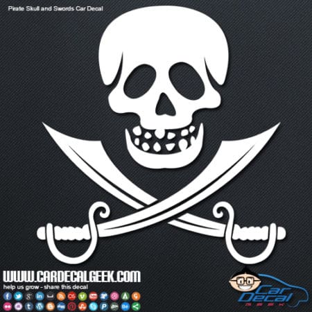 Pirate Skull & Swords Car Decal Sticker | Window Stickers