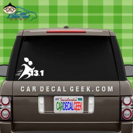 Half Marathon Runner Girl 13.1 Car Window Decal Sticker Graphic