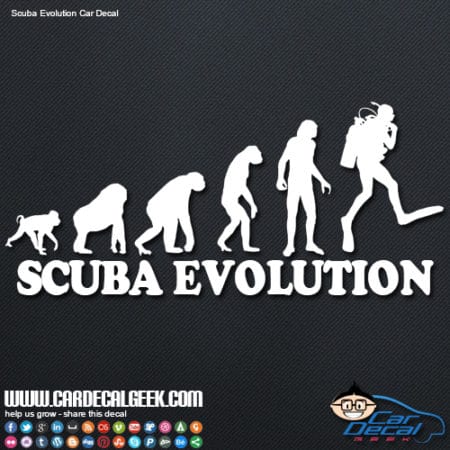 Scuba Diver Evolution Car Decal | Window Sticker