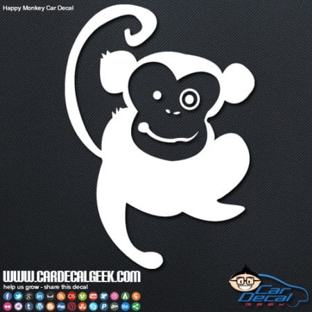 Cute Happy Monkey Car Window Decal Graphic Sticker