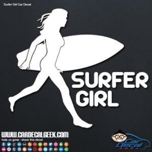Surfer Girl Car Window Decal Graphic Sticker
