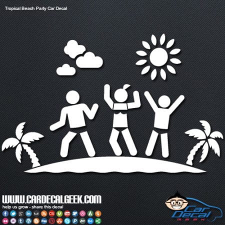 Tropical Beach Party Family Car Window Decal Sticker