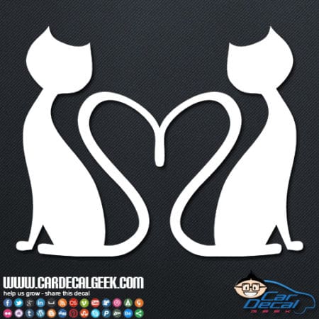 Cats Making a Love Heart Car Window Vinyl Decal Sticker