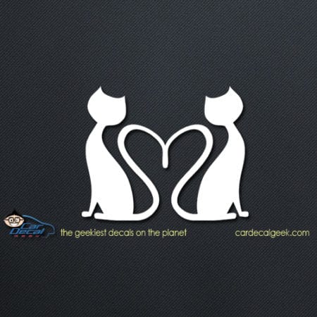 Cats Making a Love Heart Car Window Vinyl Decal Sticker