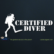 Scuba Diver with Sharks Car Decal Window Sticker Graphic