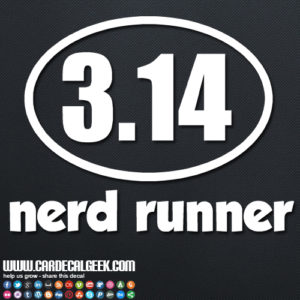 Nerd Runner Pi Car Window Decal | Geek Stickers