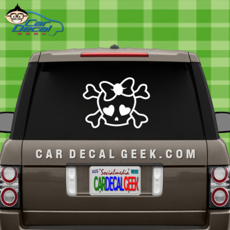 Cute Girly Skull Vinyl Car Window Decal Sticker