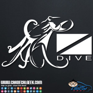 Octopus Scuba Dive Flag Car Window Vinyl Decal | Scuba Stickers
