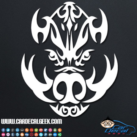 Tribal Boar Head Car Window Vinyl Decal Sticker | Hunting Decals
