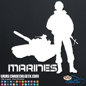 Marine Soldier with Tank Car Window Decal Sticker | Military Decals
