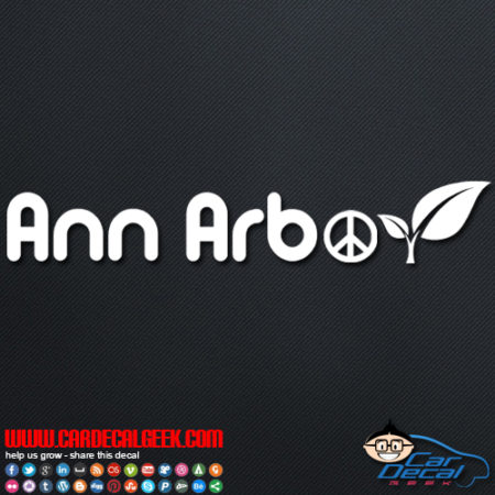 Ann Arbor Peace Leaf Vinyl Car Window Decal Sticker | Michigan Decals