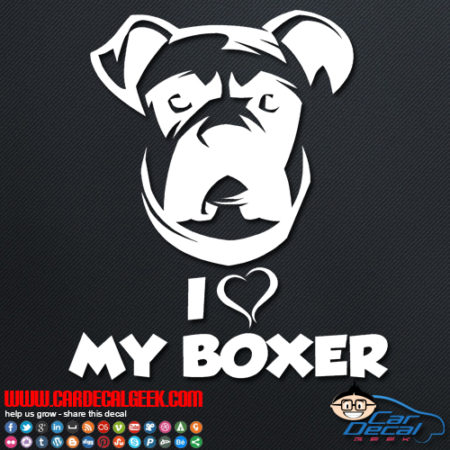 I Love My Boxer Dog Vinyl Car Window Decal Sticker | Dog Decals