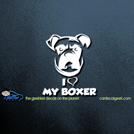 I Love My Boxer Dog Vinyl Car Window Decal Sticker | Dog Decals