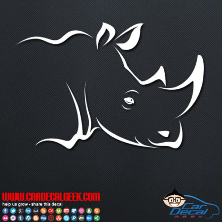 Cool Rhino Head Vinyl Window Decal Sticker | Animal Decals
