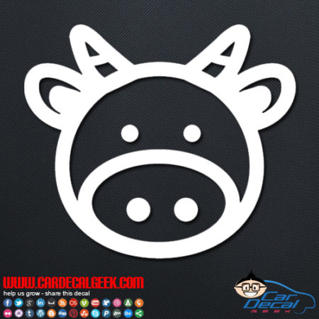 Cute Cow Face Vinyl Car Decal Window Sticker Graphic