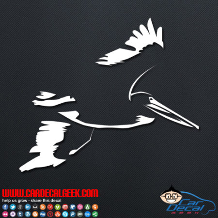Flying Pelican Vinyl Car Window Decal Sticker | Animal Decals