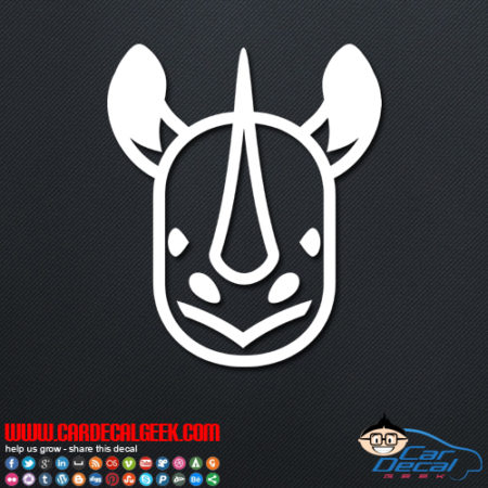 Cute Rhino Face Vinyl Car Decal Sticker Graphic| Animal Decals