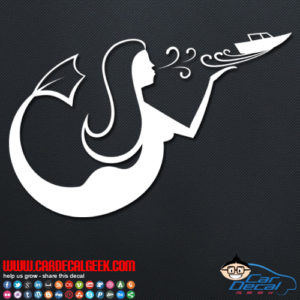 Beautiful Mermaid Blowing a Boat Car Window Decal Sticker