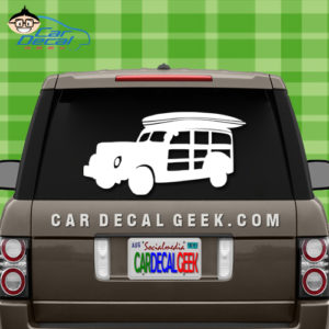 Surfing Woody Wagon Car Vinyl Window Decal Sticker