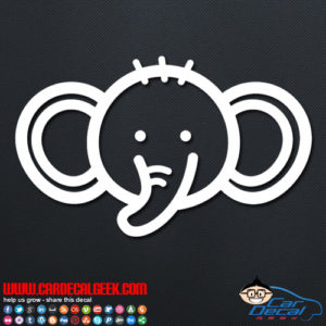 Adorable Elephant Face Vinyl Window Car Decal Sticker Graphic