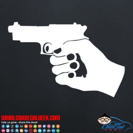 Hand Holding Gun Pistol Car Window Decal Sticker Graphic