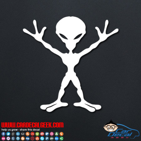 Alien with UFO's Vinyl Car Window Decal Sticker
