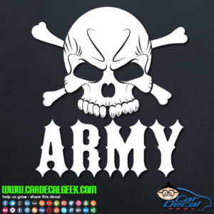 Bad Ass Army Skull Vinyl Car Decal Sticker | Military Decals