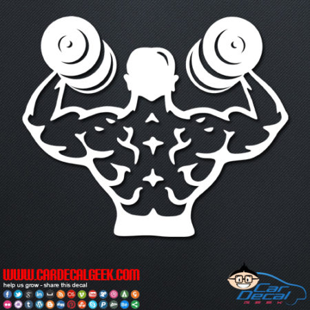Bodybuilder w/ Weights Car Decal Sticker | Bodybuilding Decals