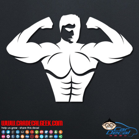 Bodybuilder w/ Weights Car Decal Sticker | Bodybuilding Decals