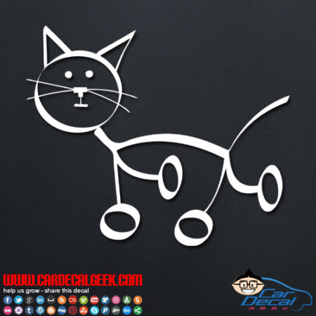 Cute Family Cat Stick Figure Vinyl Window Car Decal Sticker