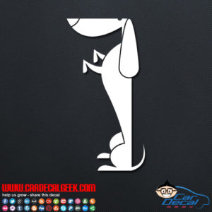 Cute Dog Sitting Up Wall & Car Window Vinyl Decal Sticker