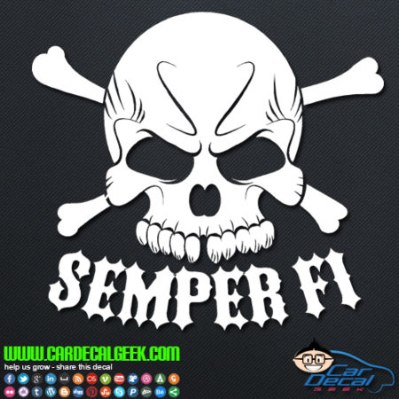 Marines Semper Fi Skull Vinyl Window Car Decal Sticker