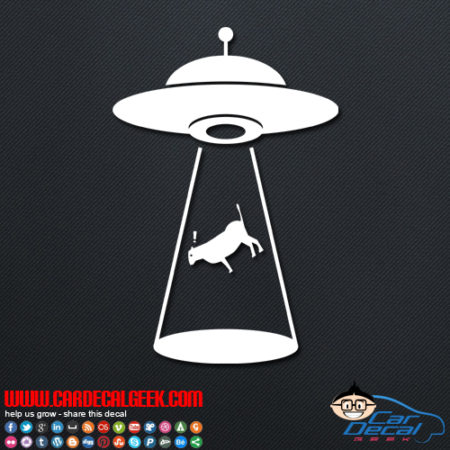 UFO Cow Abduction Car Vinyl Decal Sticker | Sci-Fi Decals