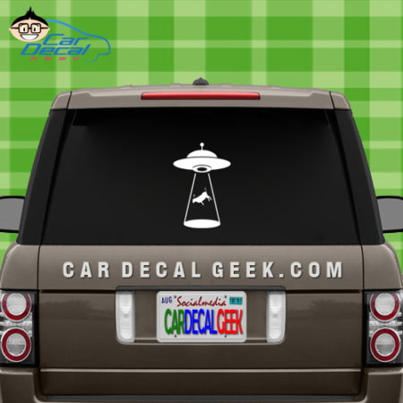 UFO Cow Abduction Car Vinyl Decal Sticker | Sci-Fi Decals