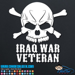 Iraq War Veteran Skull Vinyl Car Window Decal Sticker Graphic