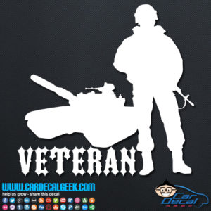 Veteran Soldier & Tank Vinyl Car Window Decal Sticker
