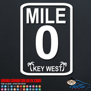 Key West Mile Marker 0 Vinyl Car Window Decal Sticker
