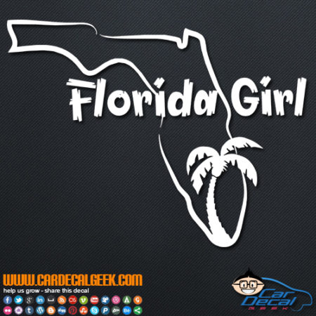 Florida State Outline Palm Tree Vinyl Car Decal Sticker Graphic