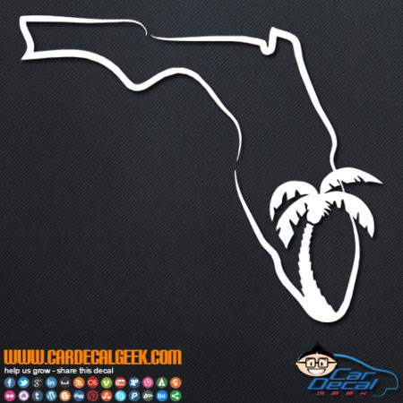 Florida State Outline Palm Tree Vinyl Car Decal Sticker Graphic