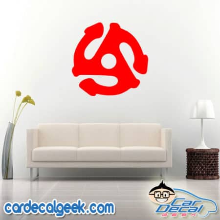 Retro 45 Record Adapter Car Vinyl Window Decal | 80's Decals
