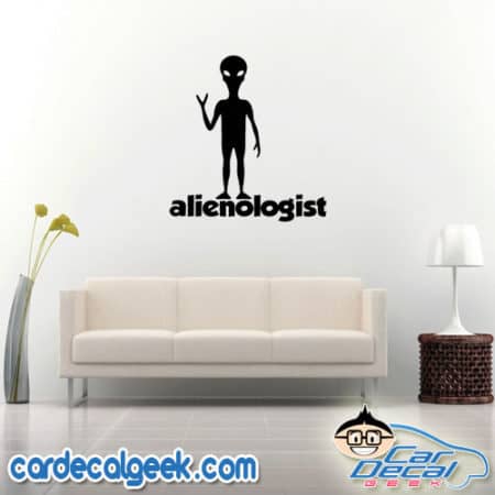 Alienologist Standing Alien Vinyl Window Decal Sticker