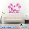 Tropical Girl at the Beach Car Window Decal Sticker