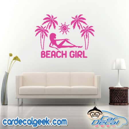 Tropical Girl at the Beach Car Window Decal Sticker