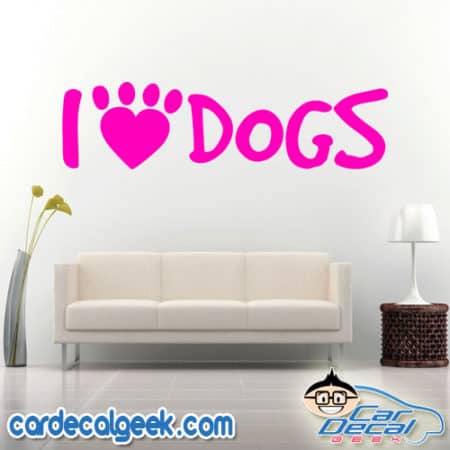 I Love Dogs Car Window Decal Sticker | Dog Decals | Pet Decals