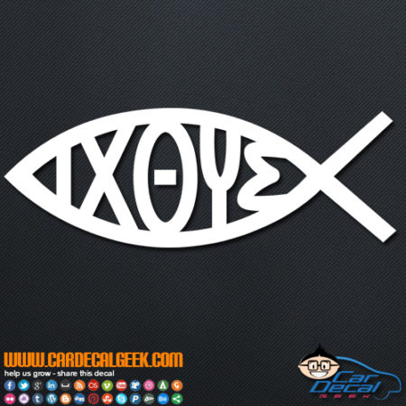 IXOYE Jesus Christian Fish Symbol Religious Car Decal Sticker
