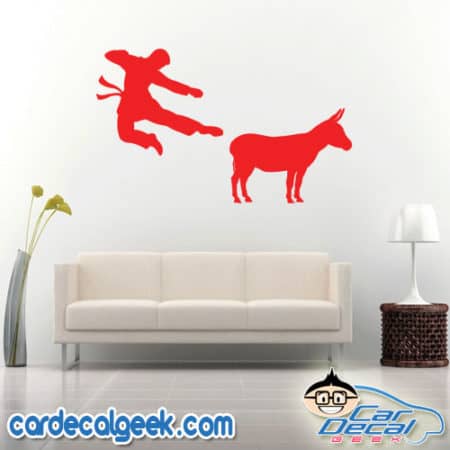 Kick Ass | Karate Guy Kicking Donkey Car Window Decal Sticker