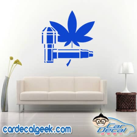 Pot Leaf & Pipe Vinyl Car Decal Sticker | Marijuana Decals