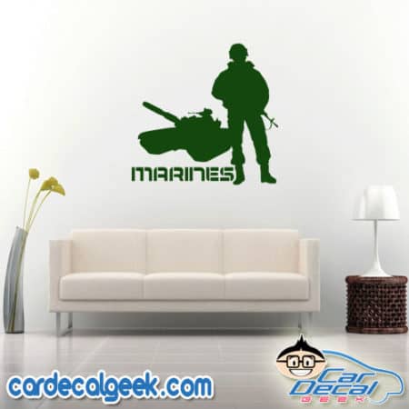 Marine Soldier with Tank Car Window Decal Sticker | Military Decals
